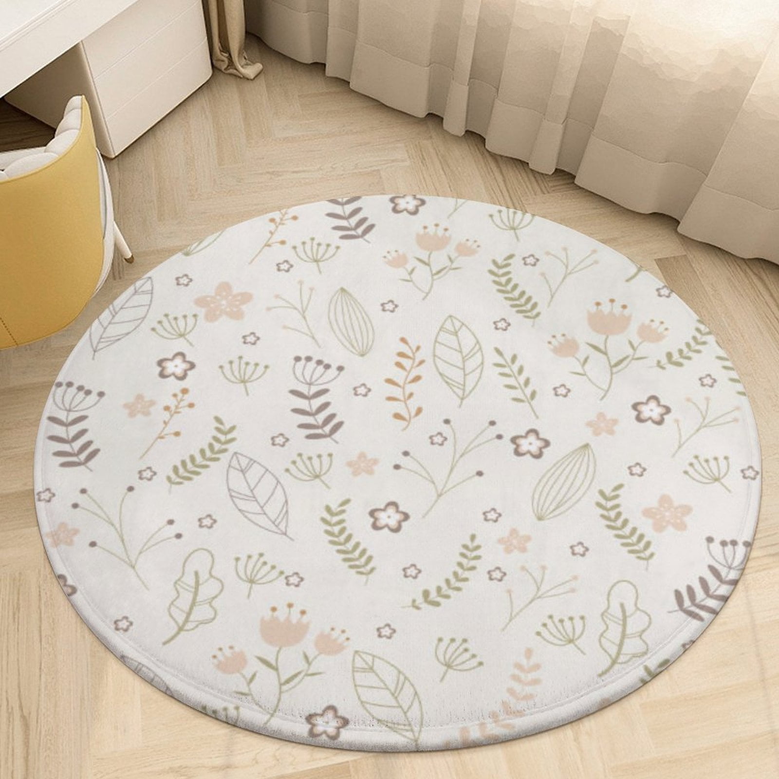 Spring Floral Patterns Round Area Rugs for Bedroom Living Room, 6FT ...