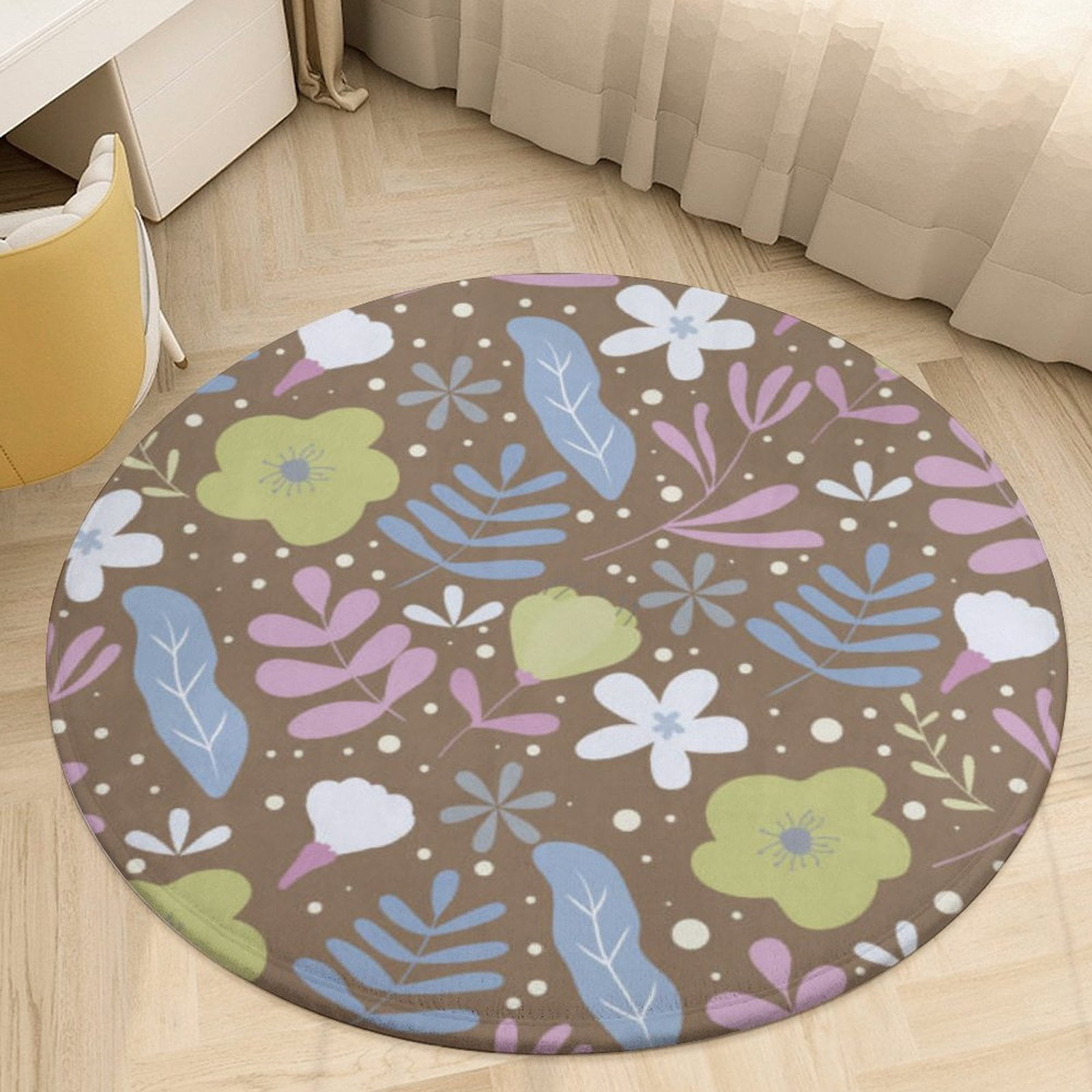 Spring Floral Patterns Round Area Rugs for Bedroom Living Room, 6FT ...