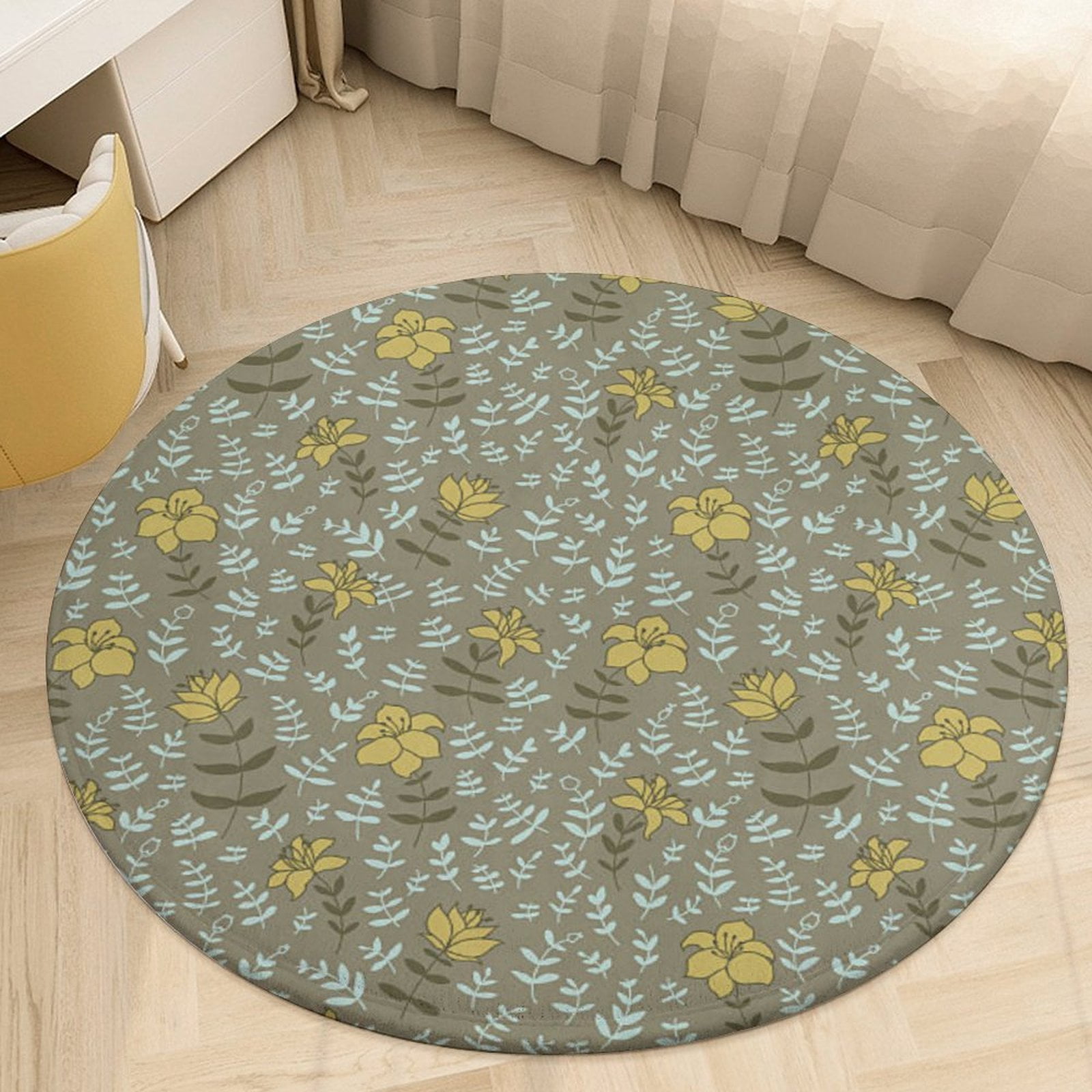 Spring Floral Patterns Round Area Rugs for Bedroom Living Room, 6FT ...