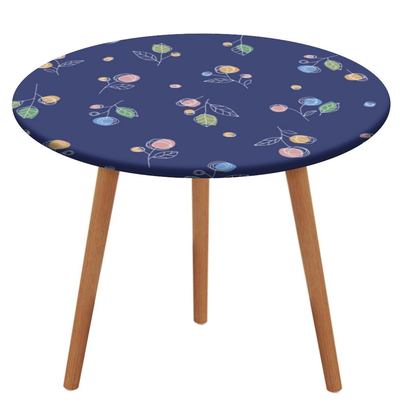 Spring Floral Patterns Round Fitted Tablecloth Elastic Table Cover ...