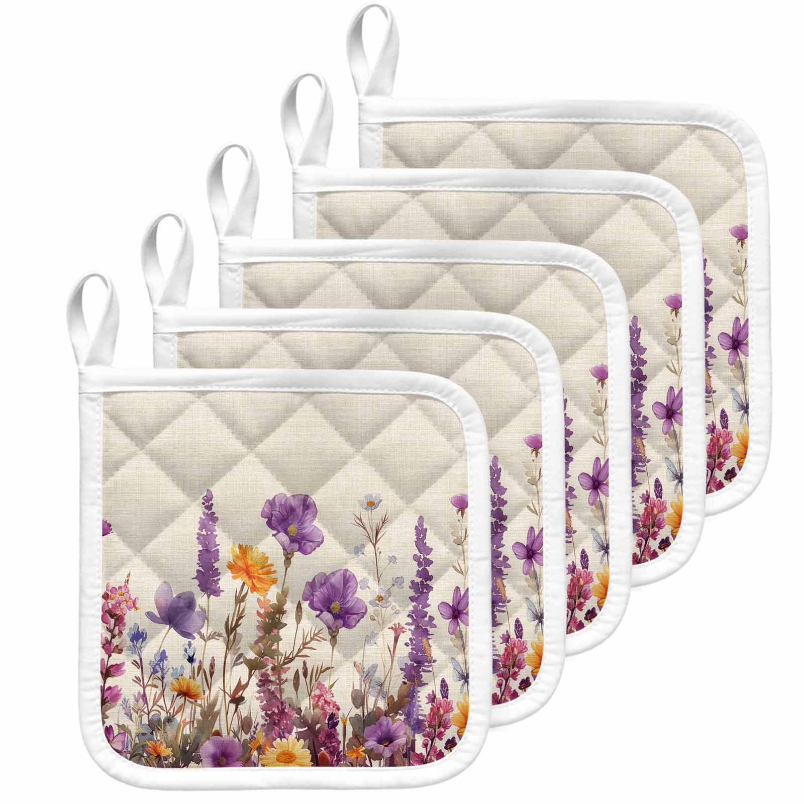 Spring Floral Pot Holders for Kitchen Heatproof Potholder, 5 Pack ...