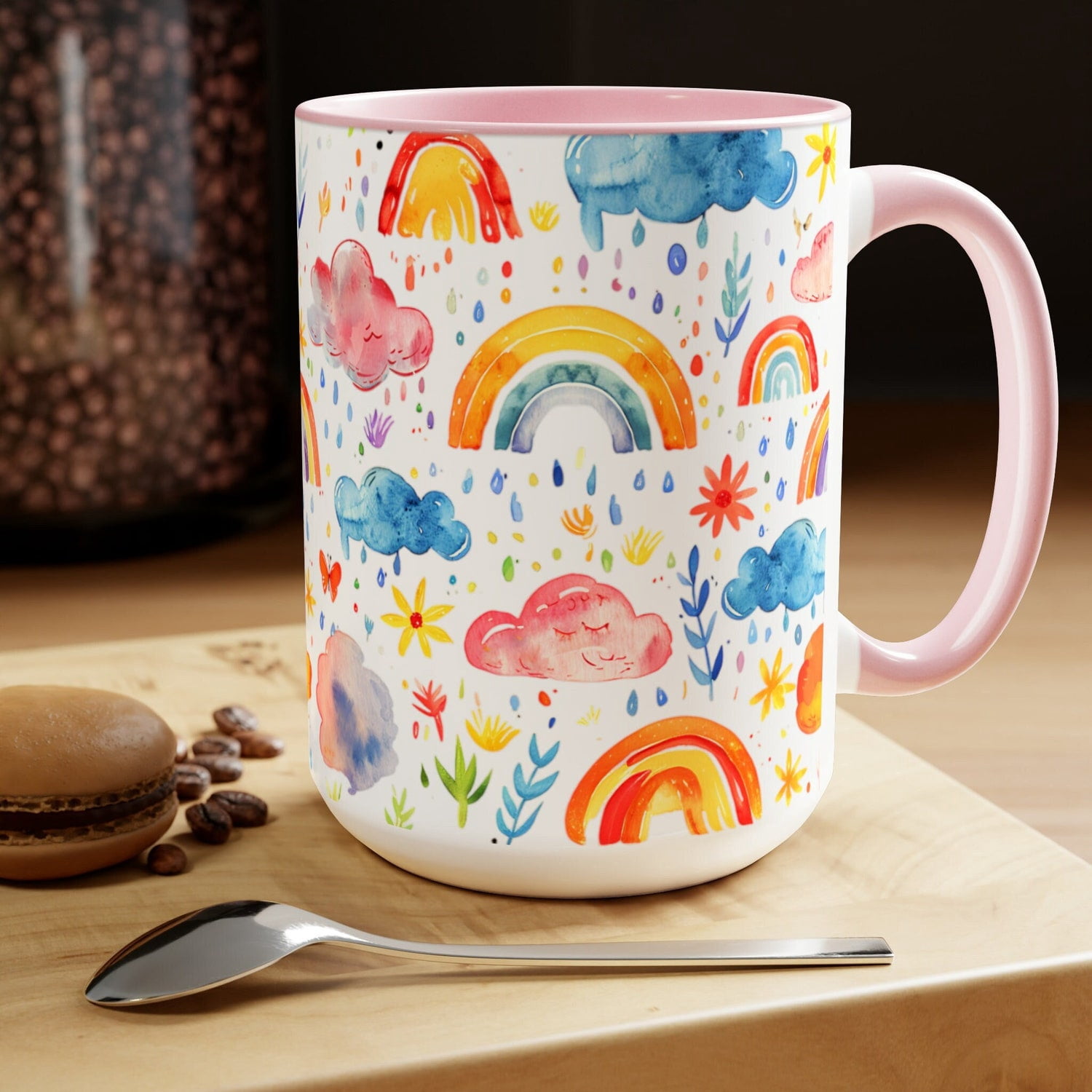 Spring Floral Rainbow Coffee Mug: Rainy Clouds, Spring Vibes - Walmart.com