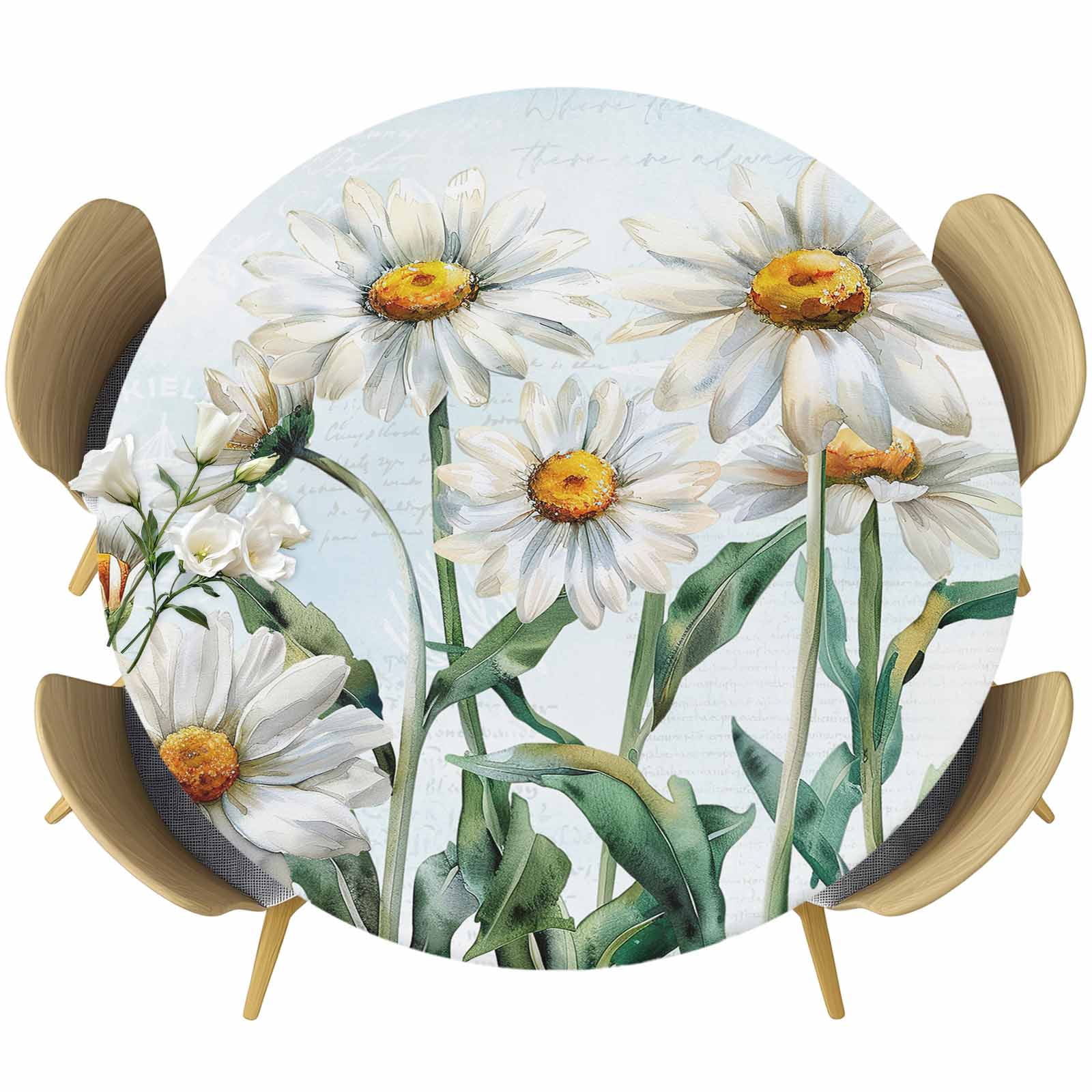 Spring Floral Round Tablecloth 36-44 Inch Round Fitted Table Cloth with ...