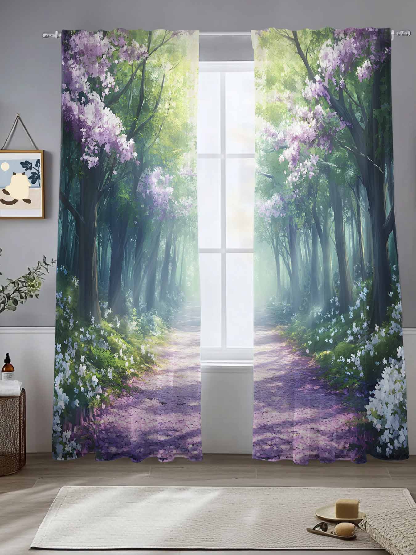 Spring Floral Sheer Curtains for Living Room Bedroom Summer Flowers ...