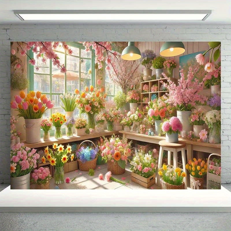 Spring Floral Shop Backdrop Romantic Flower Arrangements Photography ...