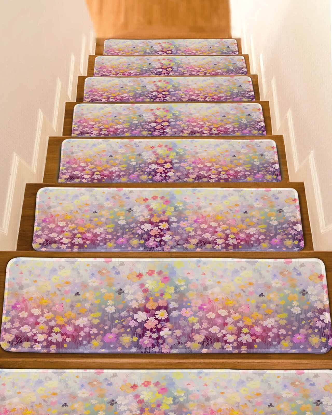 Spring Floral Stair Treads for Wooden Steps Indoor Runner Rug Carpet ...