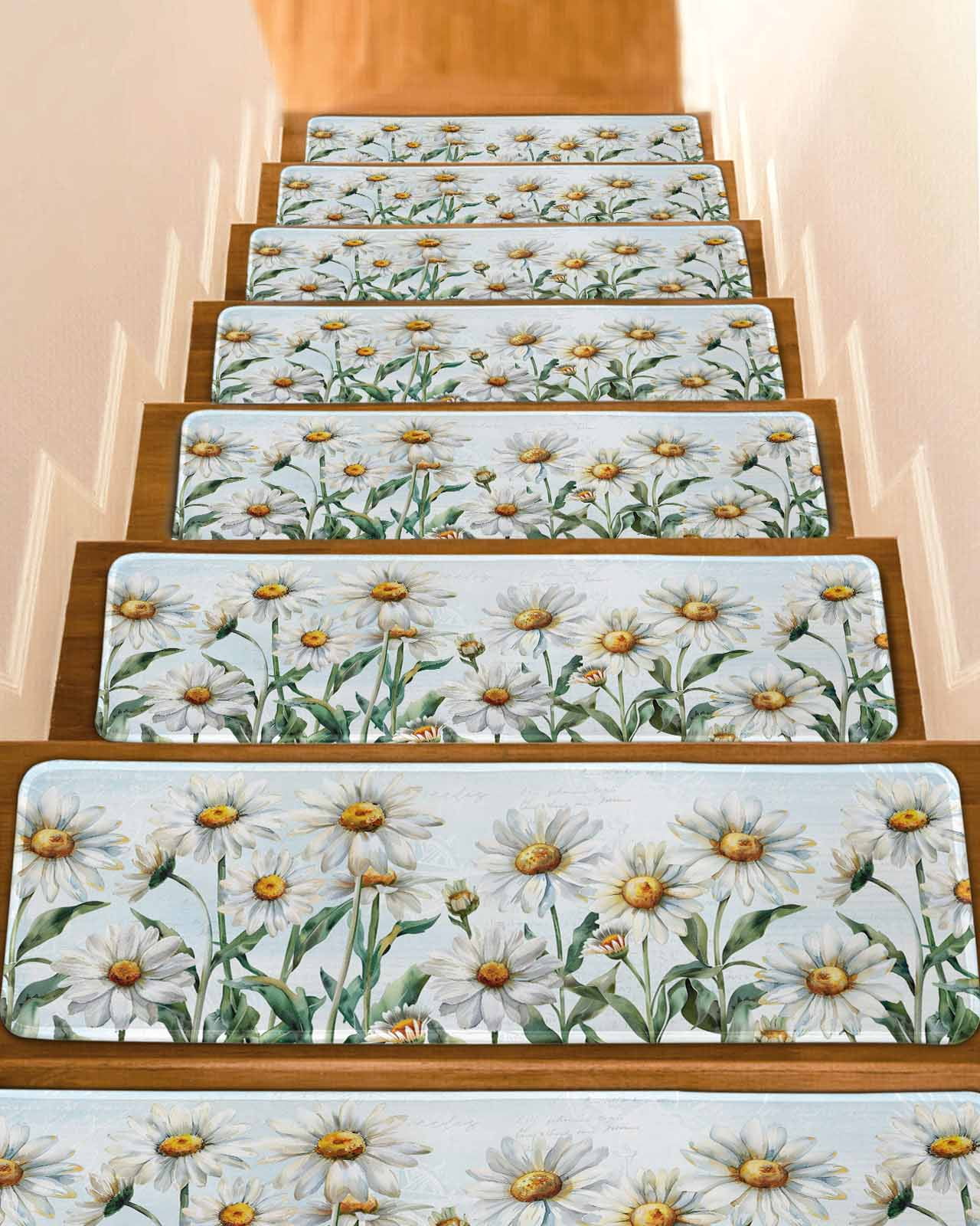 Spring Floral Stair Treads for Wooden Steps Indoor Runner Rug Carpet ...