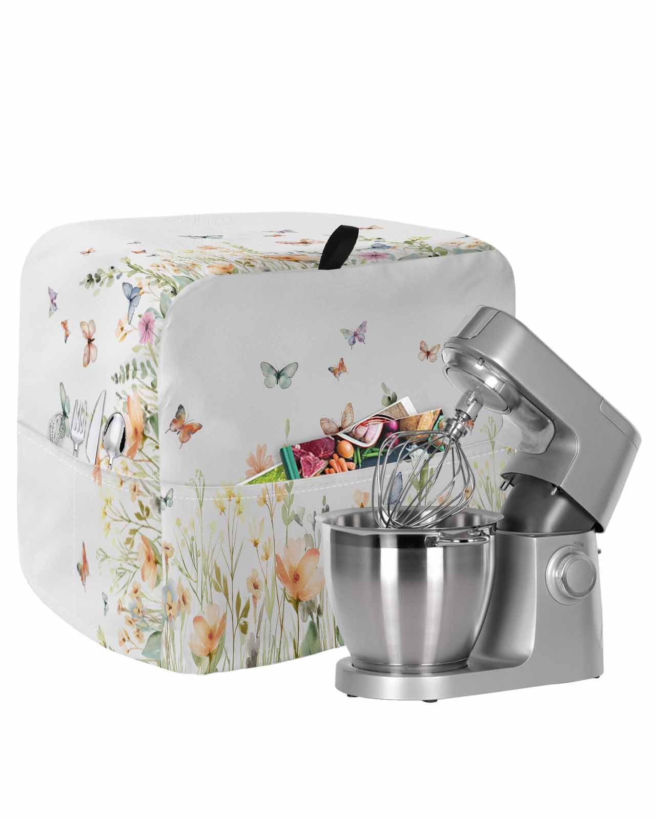 Spring Floral Stand Mixer Dust Cover with Storage Pocket & Handles ...