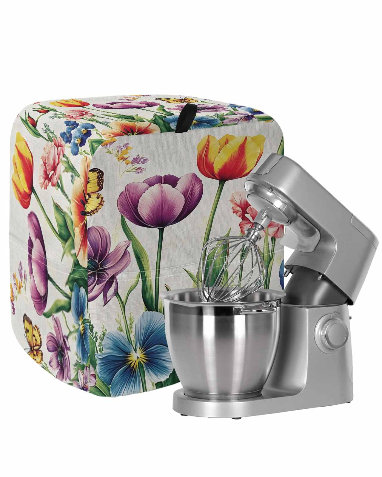Spring Floral Stand Mixer Dust Cover with Storage Pocket & Handles ...