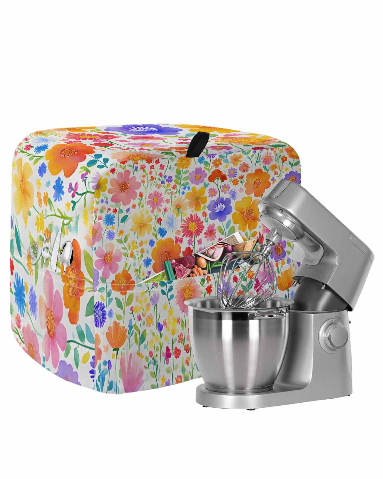 Spring Floral Stand Mixer Dust Cover with Storage Pocket & Handles ...