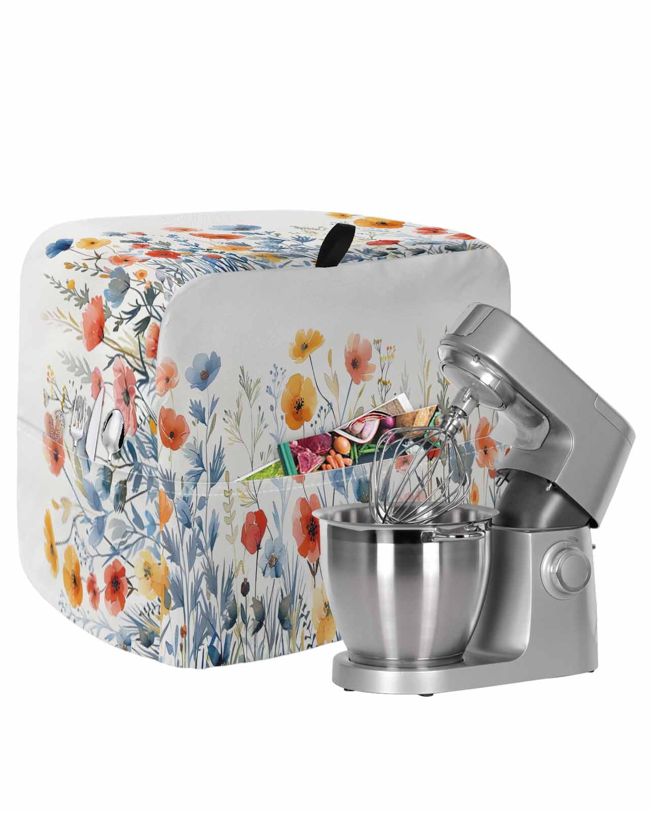 Spring Floral Stand Mixer Dust Cover with Storage Pocket & Handles ...