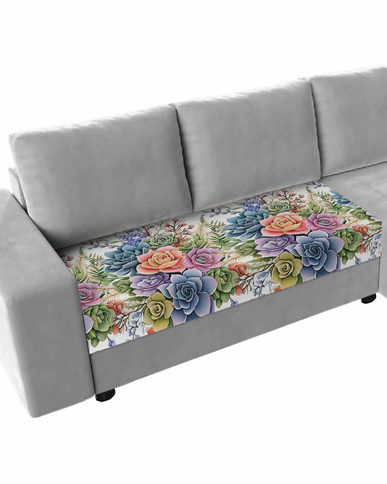 Spring Floral Succulents Sofa Couch Cushion Covers Washable, Removable ...