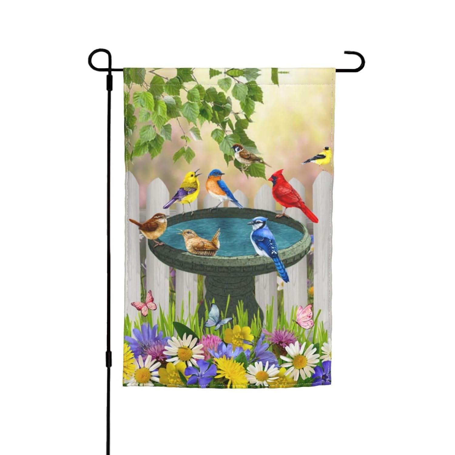 Spring Floral Summer Red Bird Cardinal Butterflies Daisy Garden Flag ...