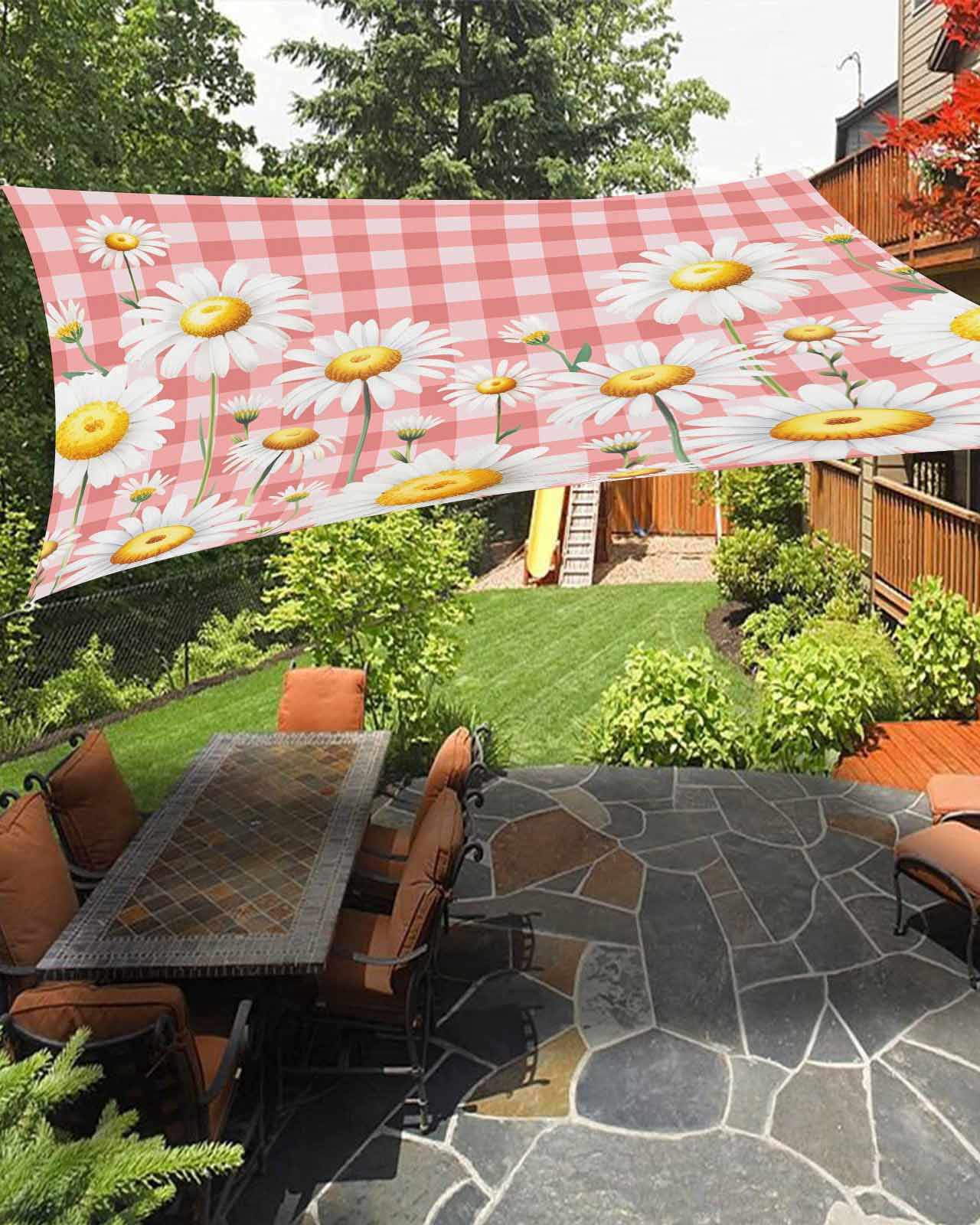 Spring Floral Sun Shade Sail 14'X18' Watercolor Flowers White Daisy Red ...