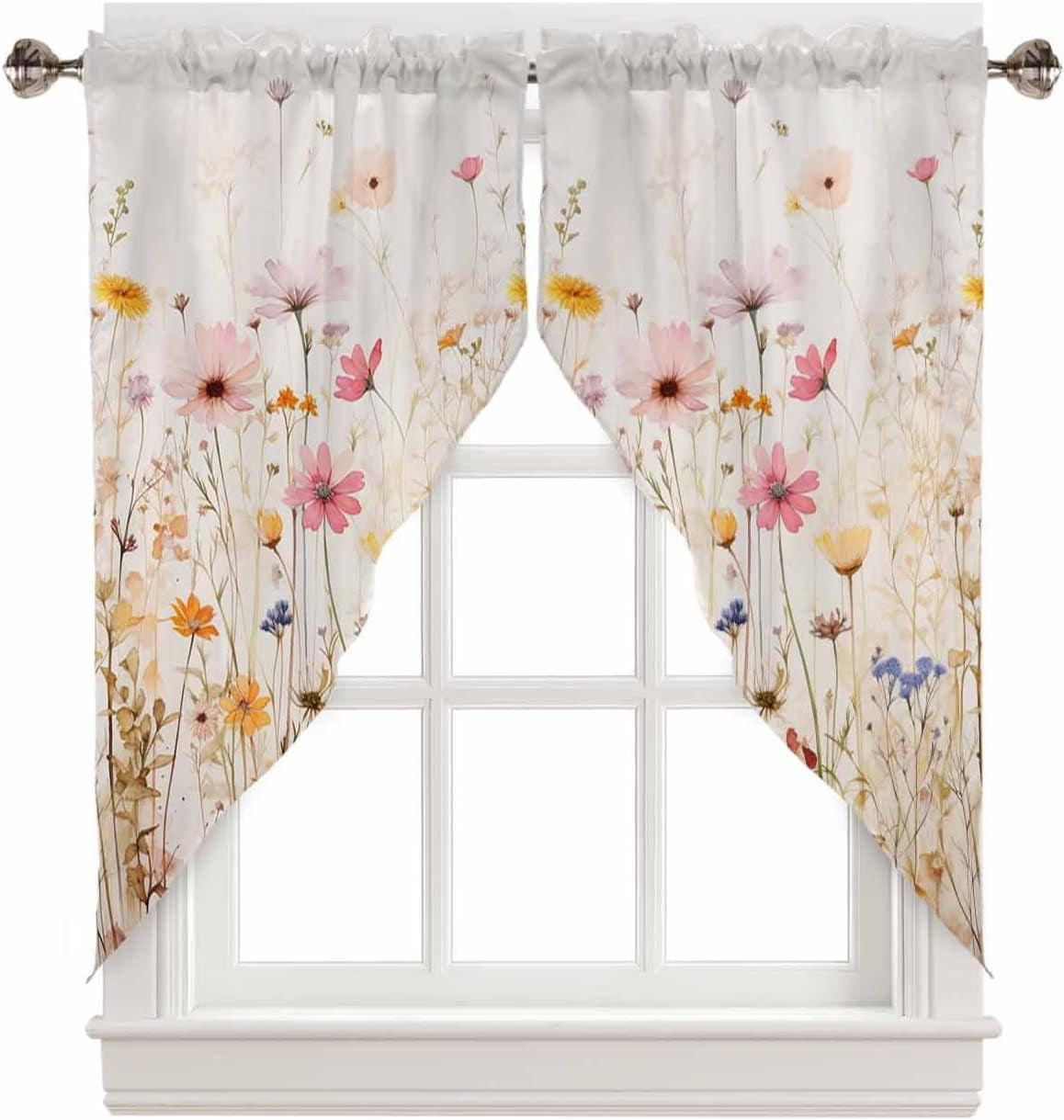 Spring Floral Swag Curtains For Living Room/bedroom Pastoral Botanical ...
