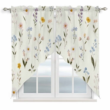 Black Spring Butterfly Swag Curtains for Kitchen/Bedroom/Living Room ...
