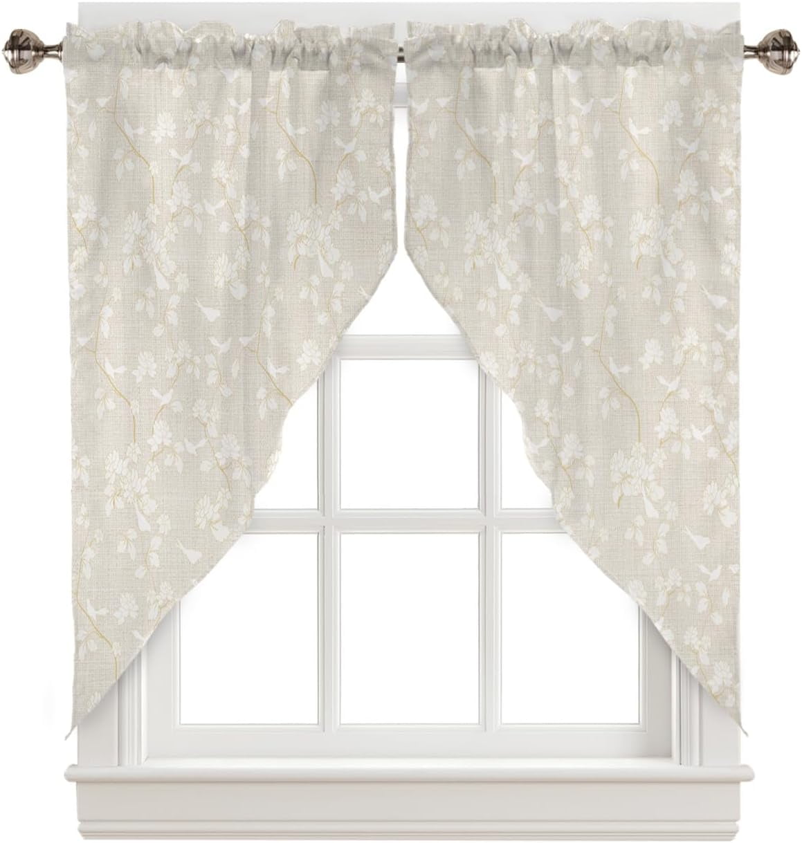 Spring Floral Swag Valances for Windows 2 Pack Kitchen Window Curtains ...
