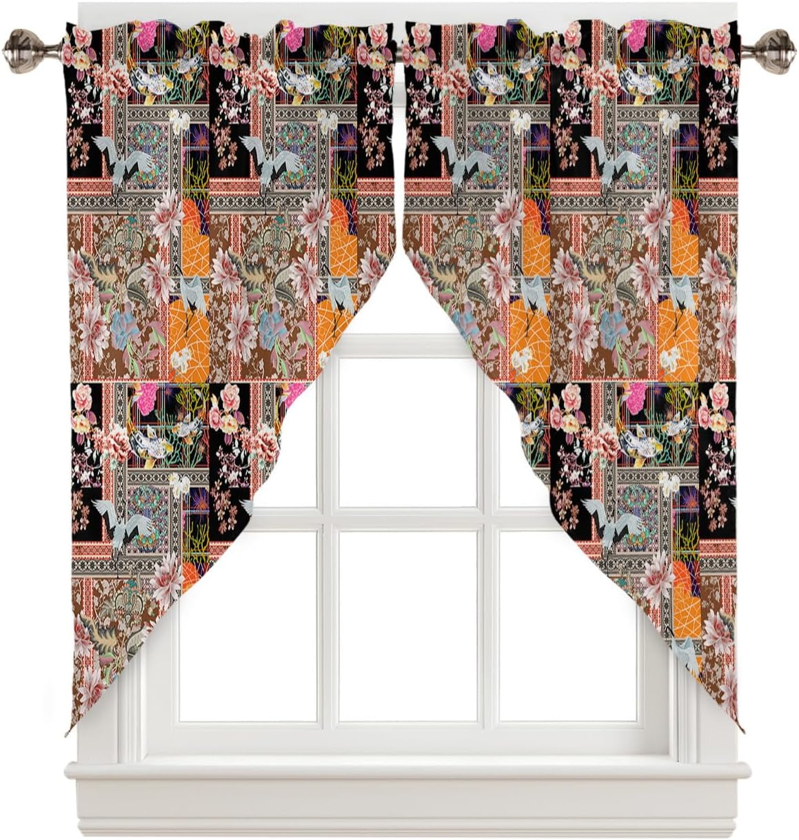 Spring Floral Swag Valances for Windows Kitchen Window Curtains Over ...