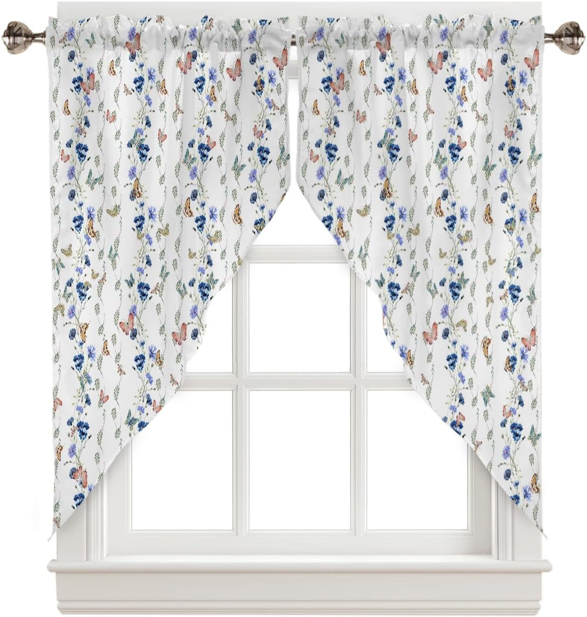 Spring Floral Swag Valances for Windows Kitchen Window Curtains Over ...