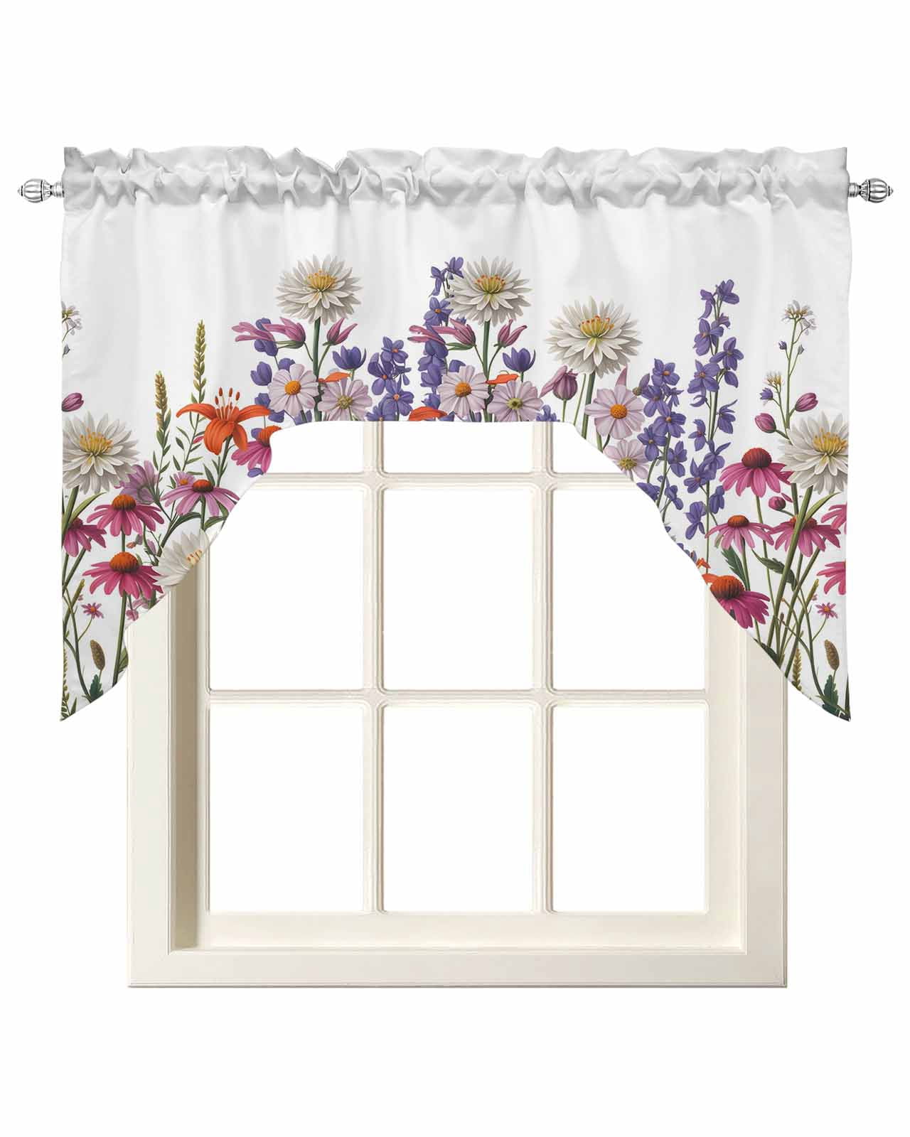Spring Floral Swag Valances for Windows, Small Curtains Drapes ...