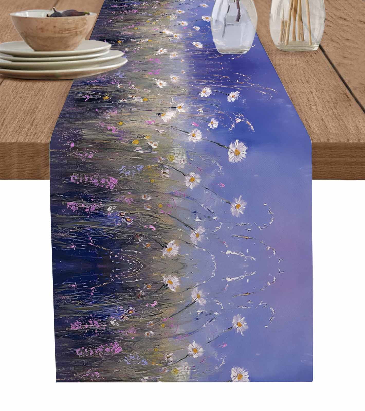 Spring Floral Table Runner - 108 Inch Long, Kitchen Dining Table Runner ...
