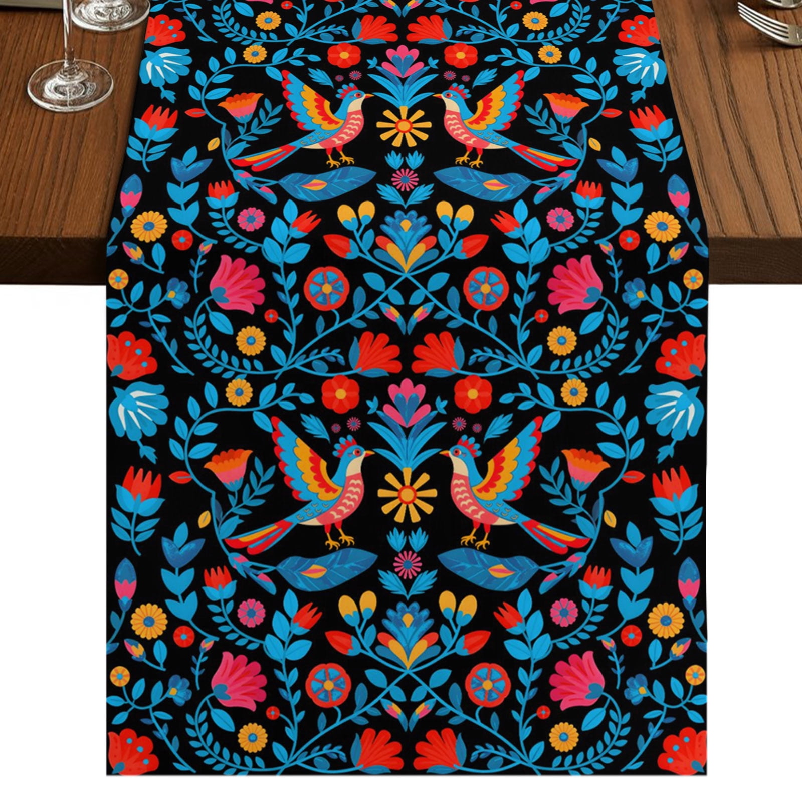 Spring Floral Table Runner 120 Inches Long, Cotton Linen Table Runner ...