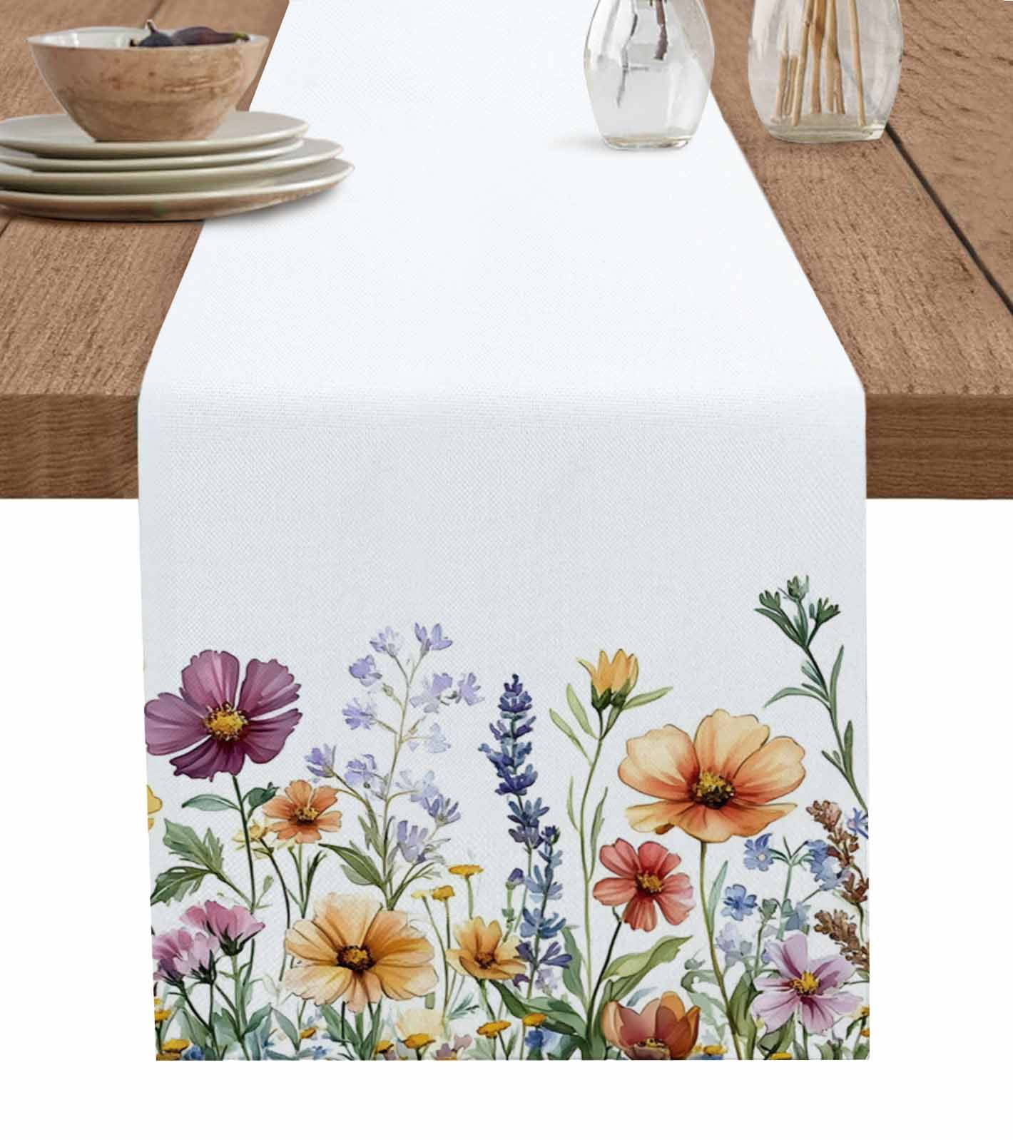 Spring Floral Table Runner 70 Inches, Colorful Botanical Summer ...