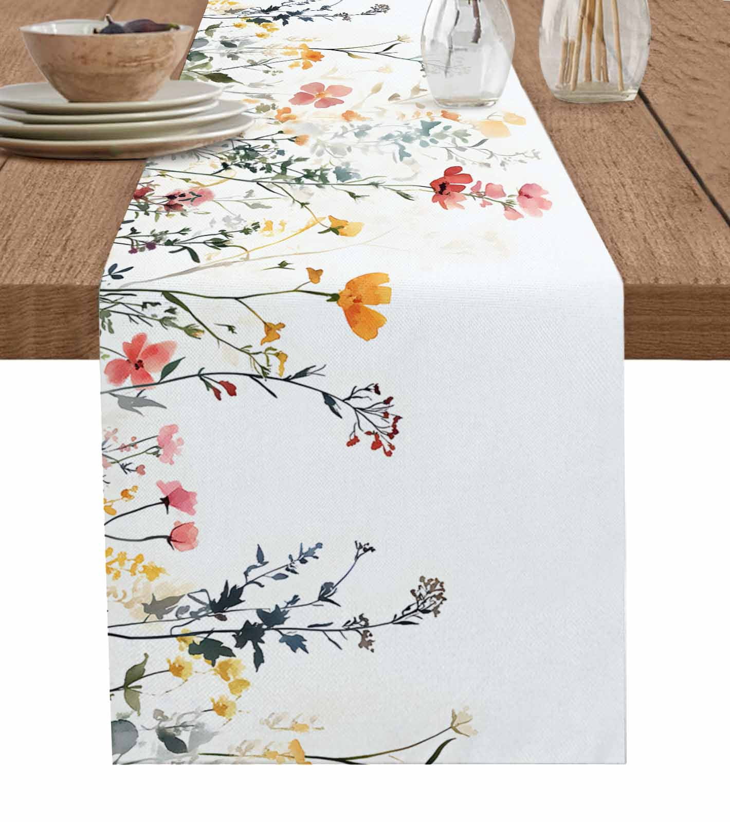 Spring Floral Table Runner 72 Inches, Botanical Summer Flower Bed ...