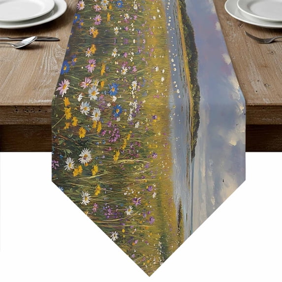 Spring Floral Table Runner Linen Burlap Table Runner 48 Inches Long ...