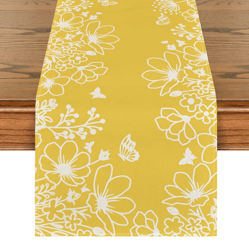 Spring Floral Table Runner Pink Butterfly Design Seasonal Dining Room ...