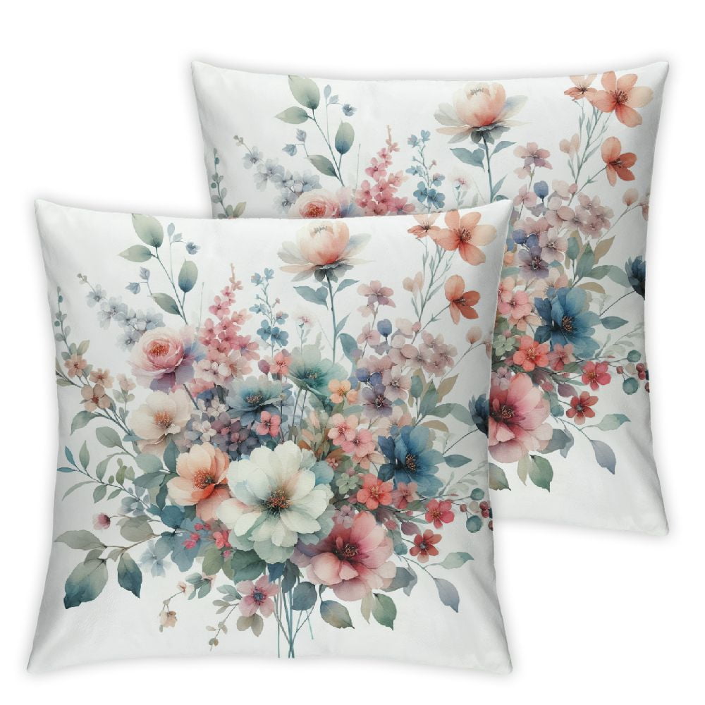 Spring Floral Throw Pillow Covers Tulips Iris Sunflower Poppy Floral ...