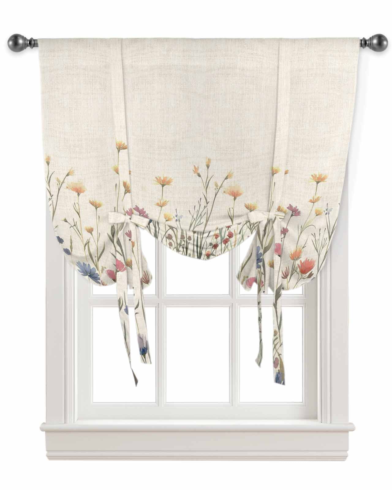 Spring Floral Tie Up Curtains for Kitchen Bathroom Bedroom Windows 63 ...