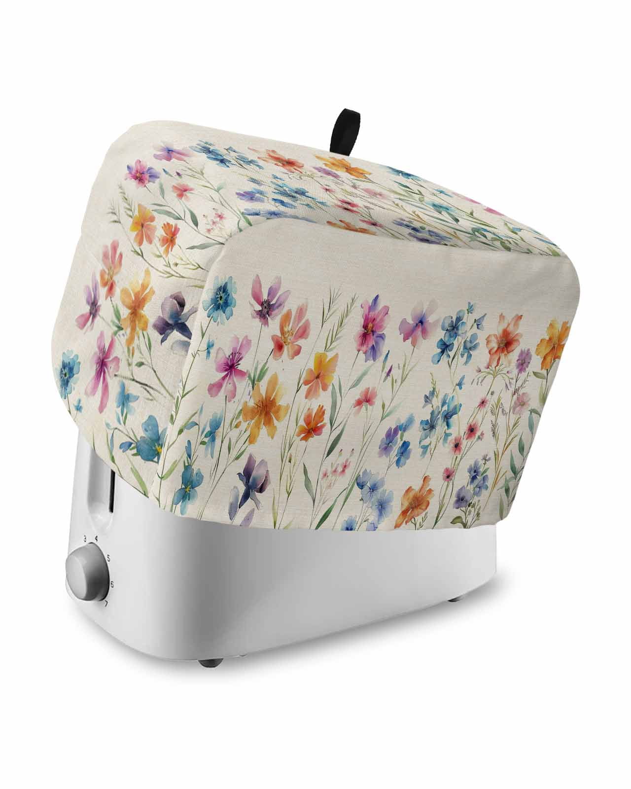 Spring Floral Toaster Cover 2 Slice, Colorful Flowers Leaves Watercolor ...