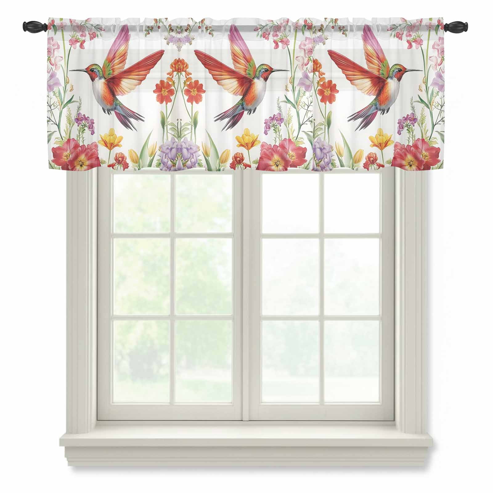 Spring Floral Valance Curtains for Kitchen/Living Room/Bathroom/Bedroom ...