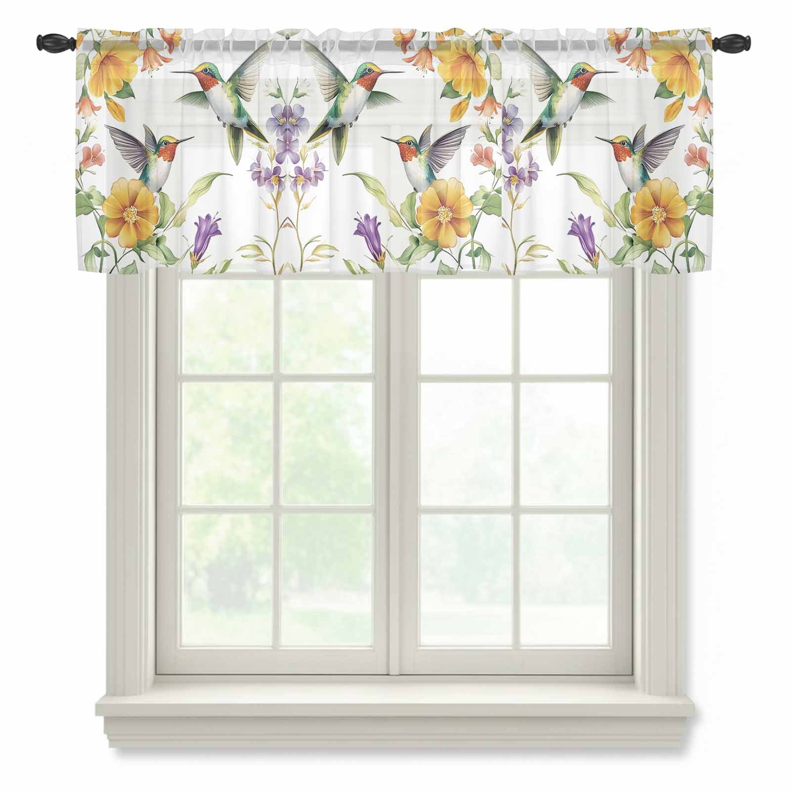 Spring Floral Valance Curtains for Kitchen/Living Room/Bathroom/Bedroom ...