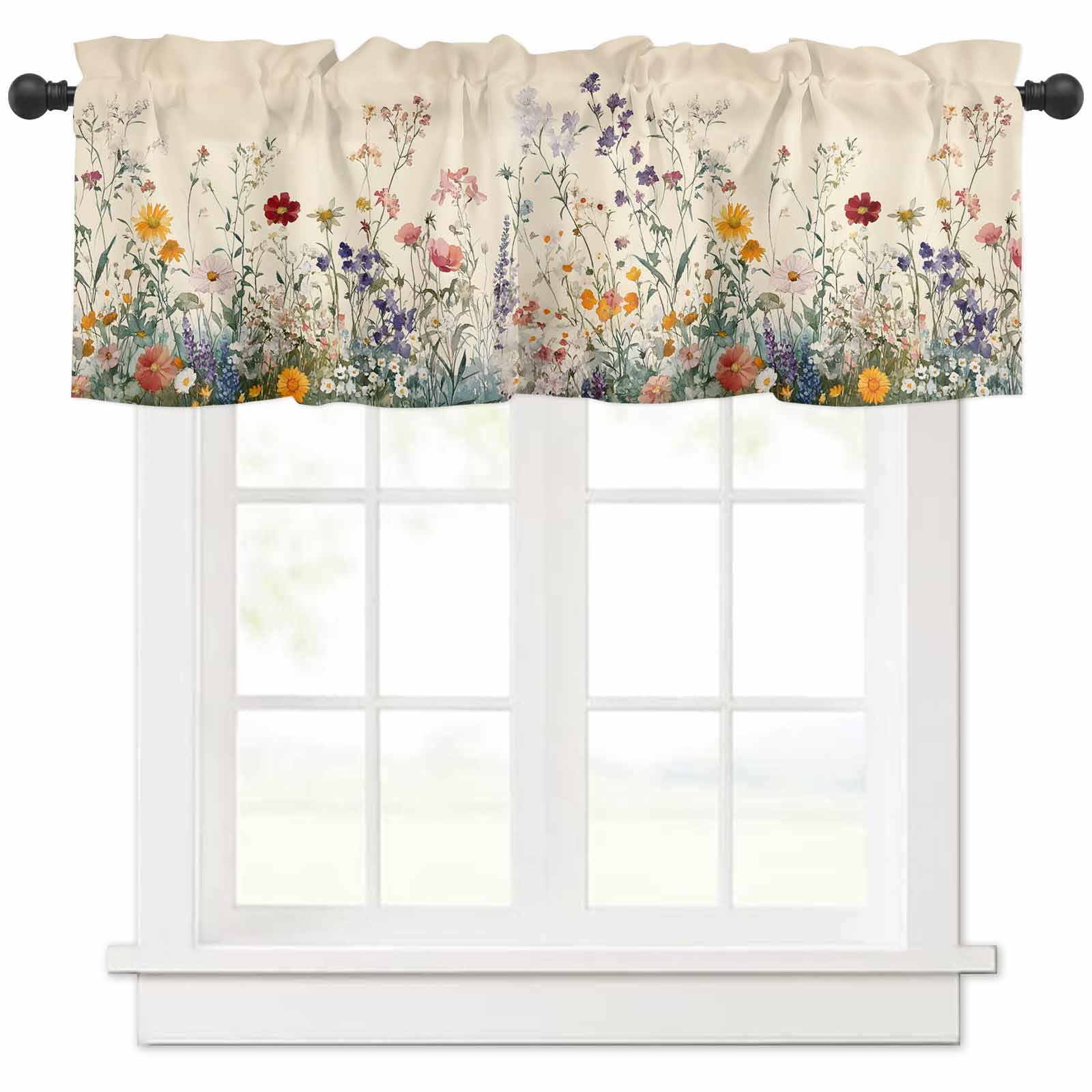 Spring Floral Valances for Windows Farmhouse Kitchen Curtains Valances ...