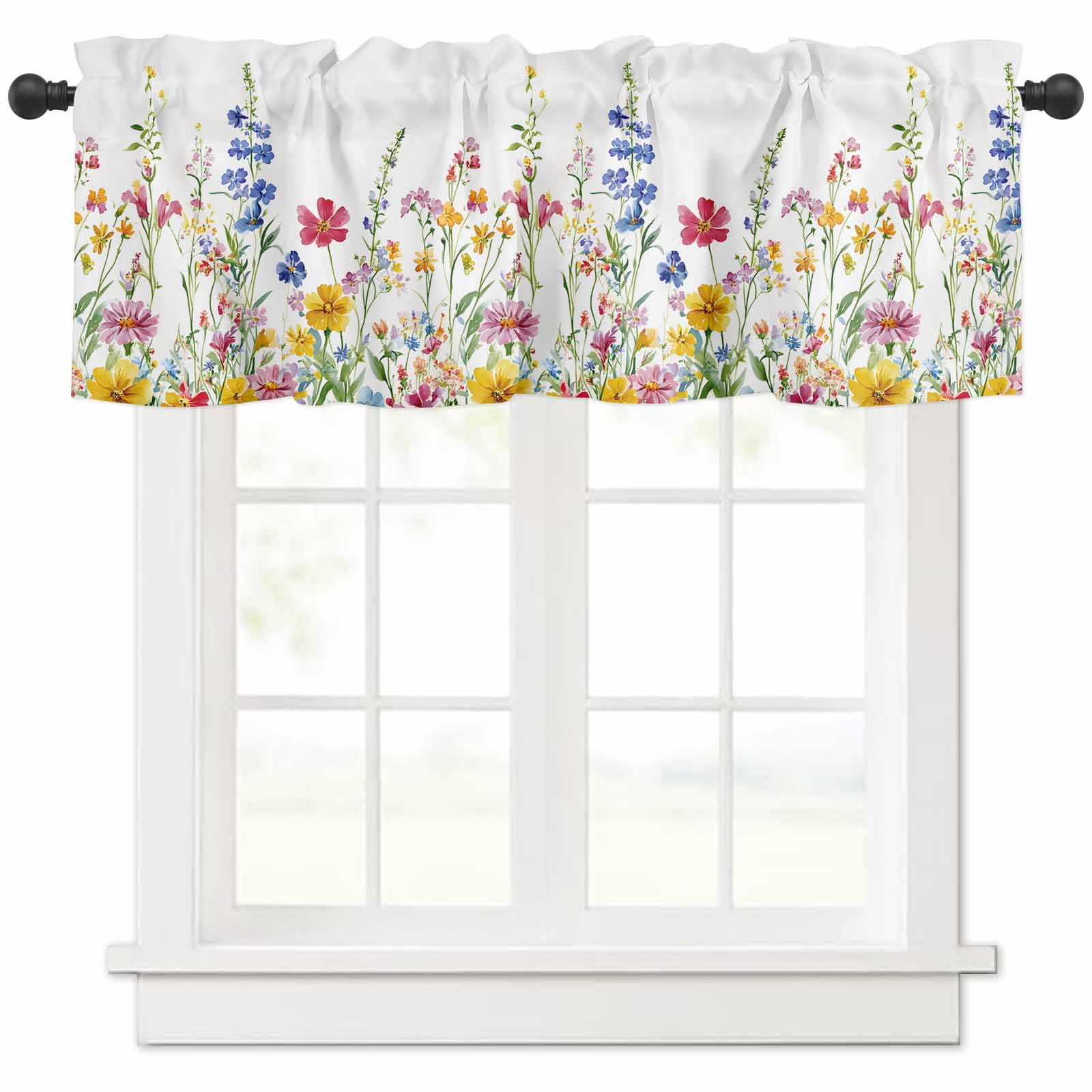 Spring Floral Valances for Windows Farmhouse Kitchen Curtains Valances ...