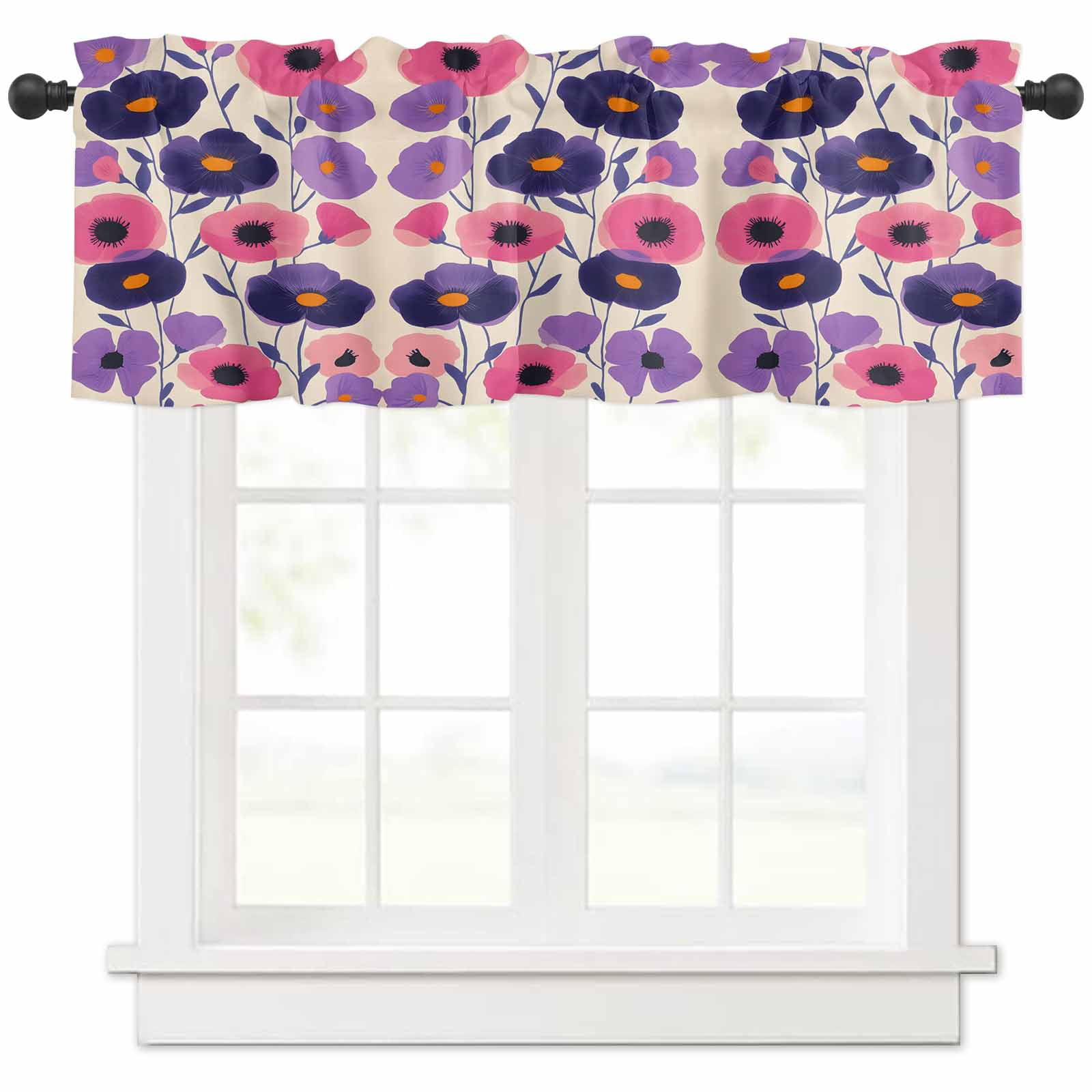 Spring Floral Valances for Windows Farmhouse Kitchen Curtains Valances ...