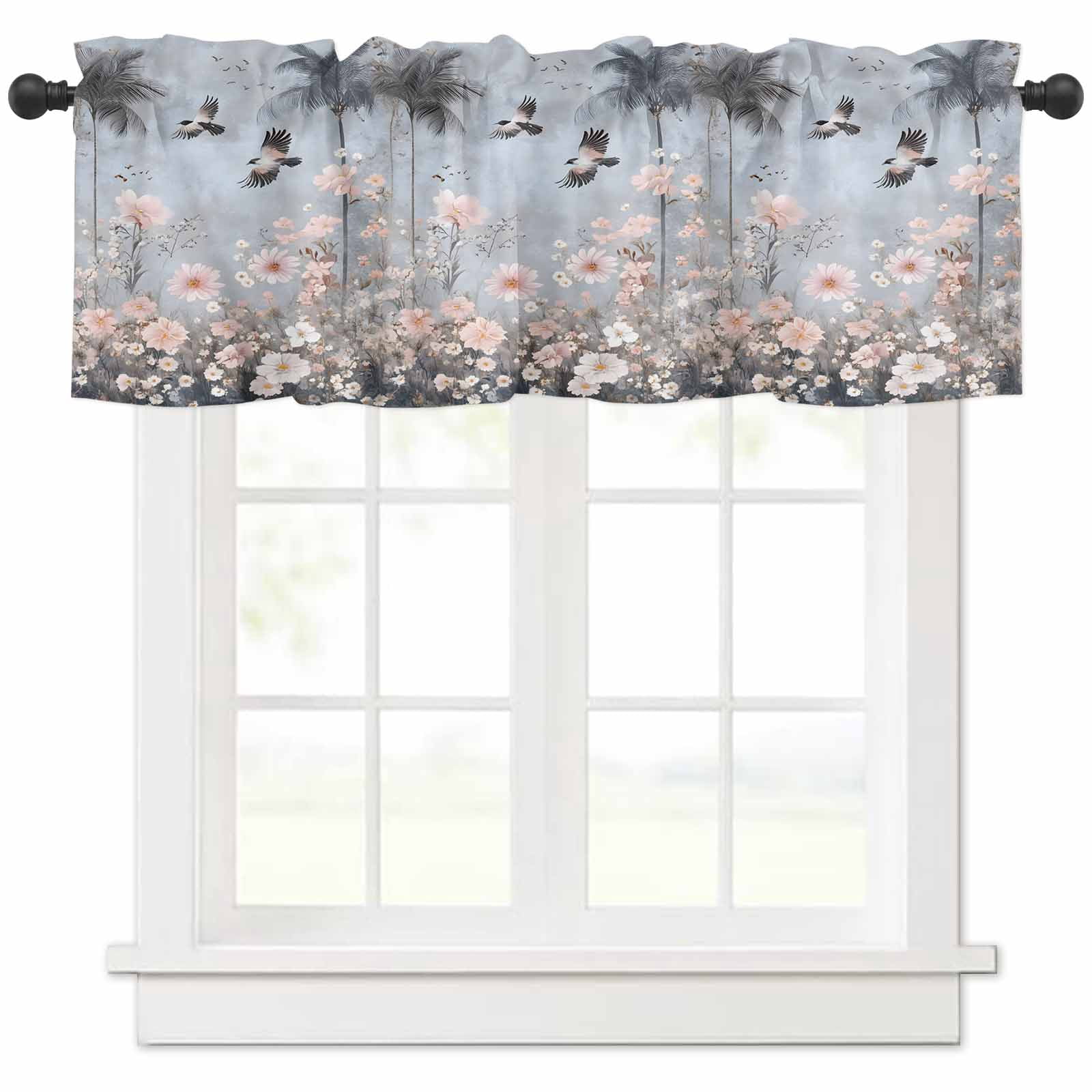 Spring Floral Valances for Windows Farmhouse Kitchen Curtains Valances ...