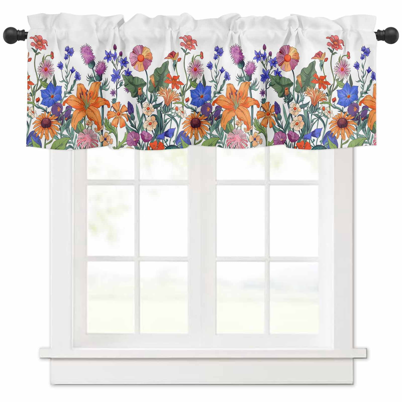 Spring Floral Valances for Windows Farmhouse Kitchen Curtains Valances ...