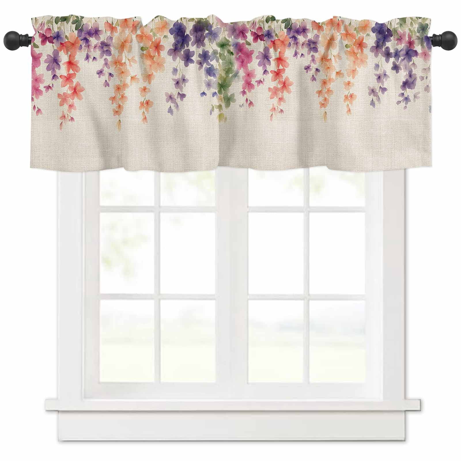 Spring Floral Valances for Windows Farmhouse Kitchen Curtains Valances ...