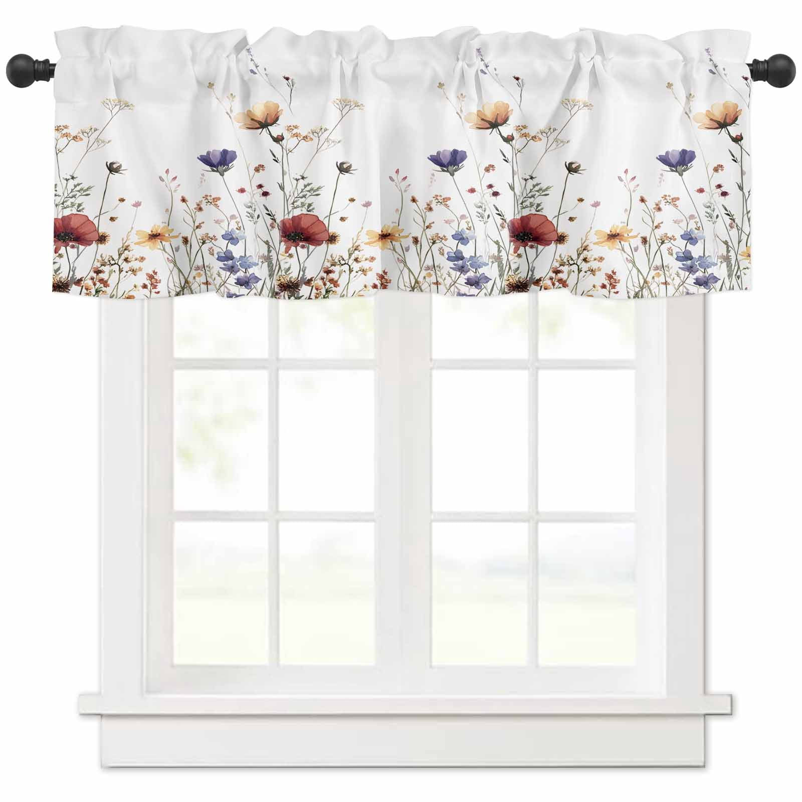 Spring Floral Valances for Windows Farmhouse Kitchen Curtains Valances ...