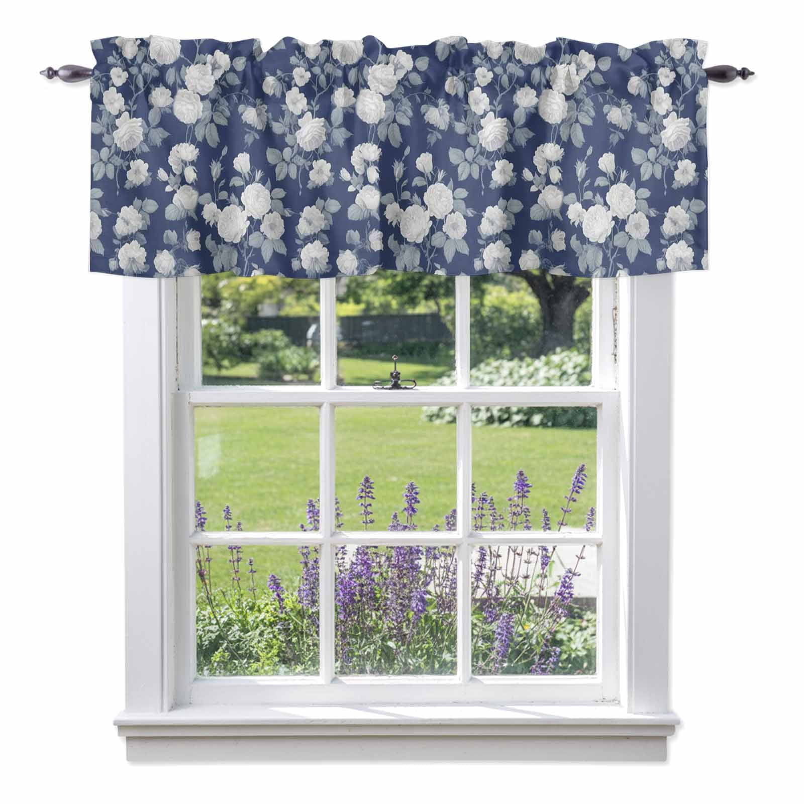 Spring Floral Valances for Windows Watercolor Elegant White Flowers ...