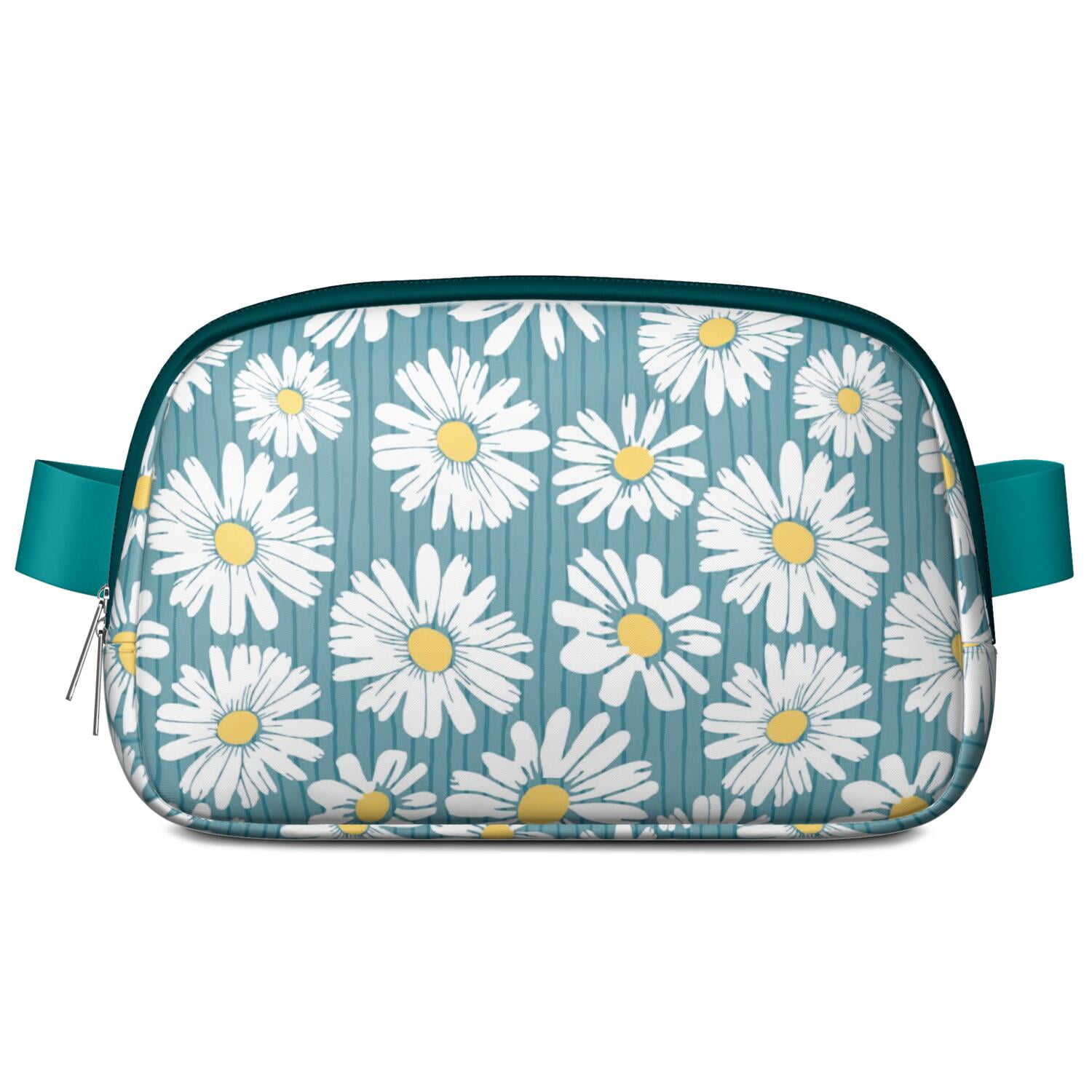 Spring Floral Waist Bag – Daisy Artwork Fanny Pack for Women with Vintage Boho Design, Perfect ...