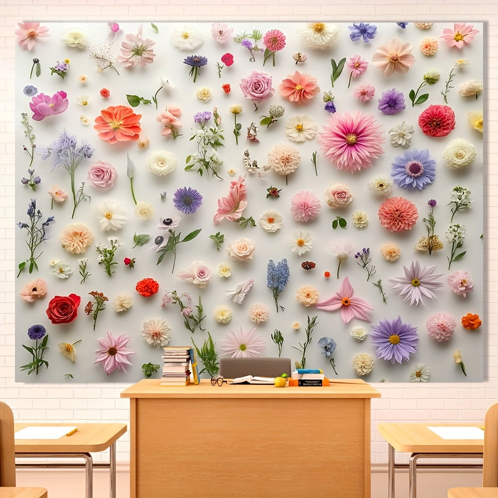 Spring Floral Wall Backdrop Colorful Wildflower Photography Background ...