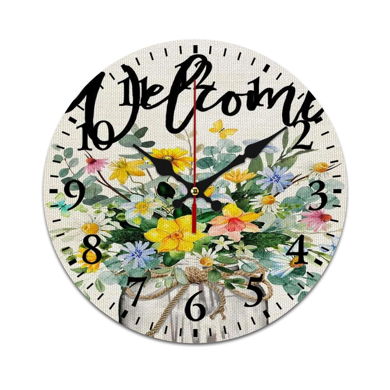 Spring Floral Wall Clock Modern Design Clocks Wall Hanging Home Office ...