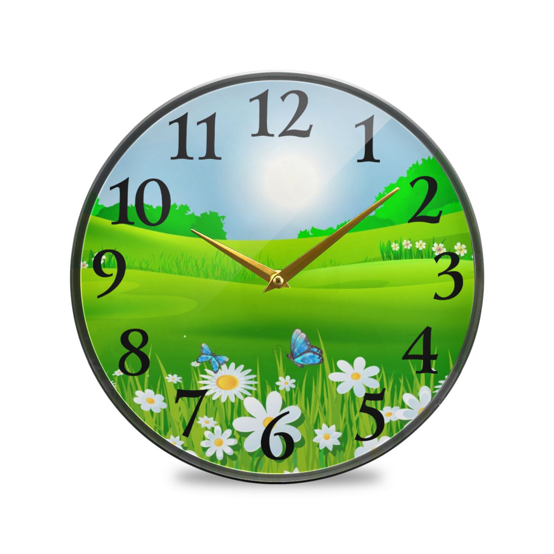Spring Floral Wall Clocks Battery Operated 11.9 Inch Round Clock ...