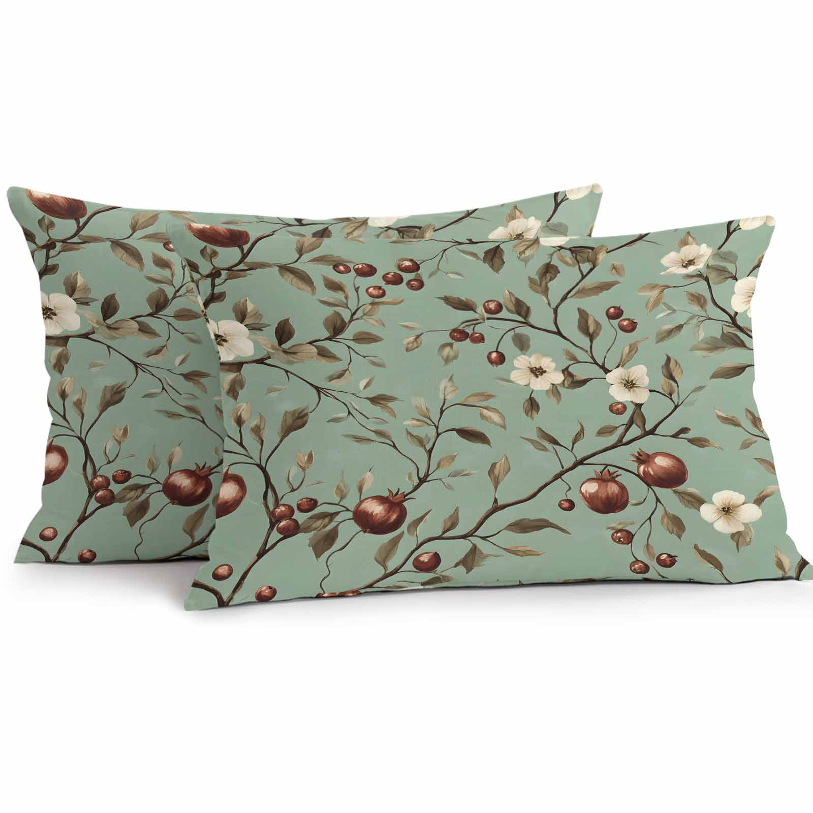 Spring Floral Waterproof Outdoor Throw Pillow Covers 12''x20'' Pack 2 ...