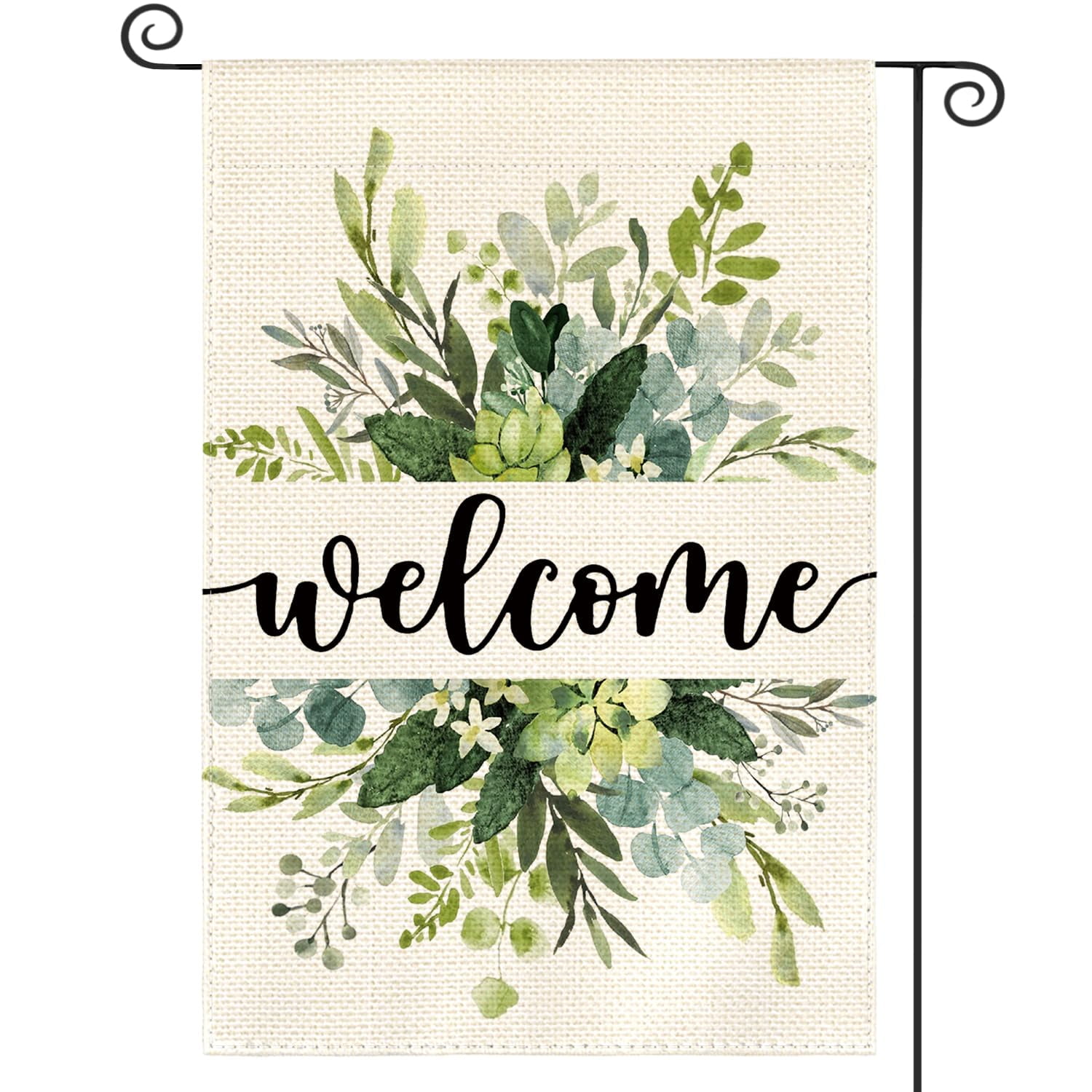 Spring Floral Welcome Garden Flag Double Sided Outside, Eucalyptus ...