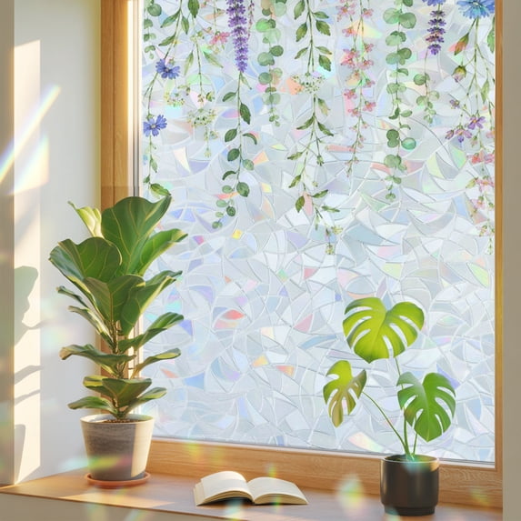 Spring Floral Window Privacy Film, Botanical Wildflower Daisy ...